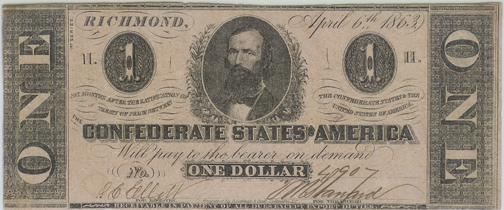 Sons of Confederate Veterans, Camp 16, Paper Money Of The Southern States